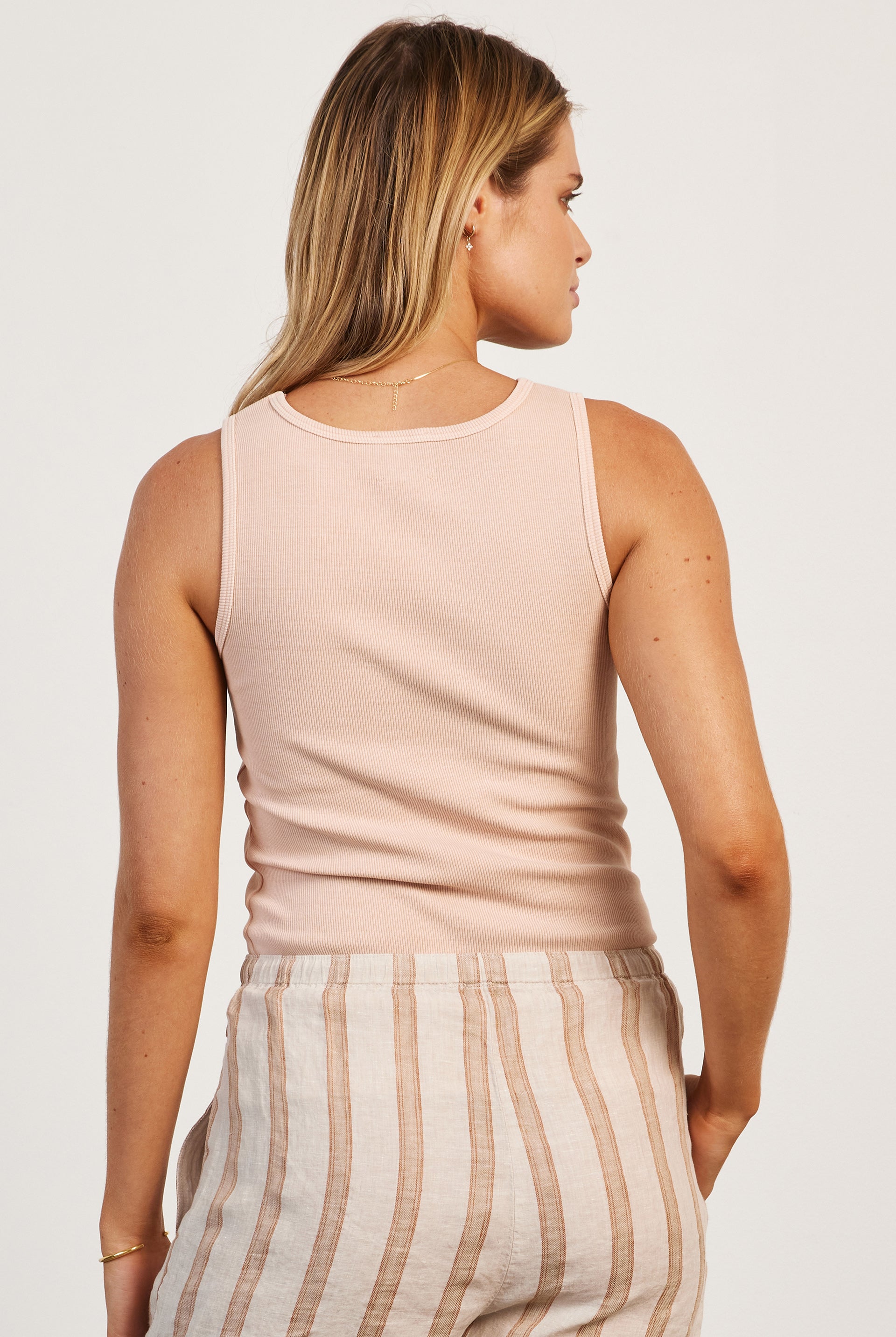 Hi-Line Rib Tank in Peach | Academy Brand